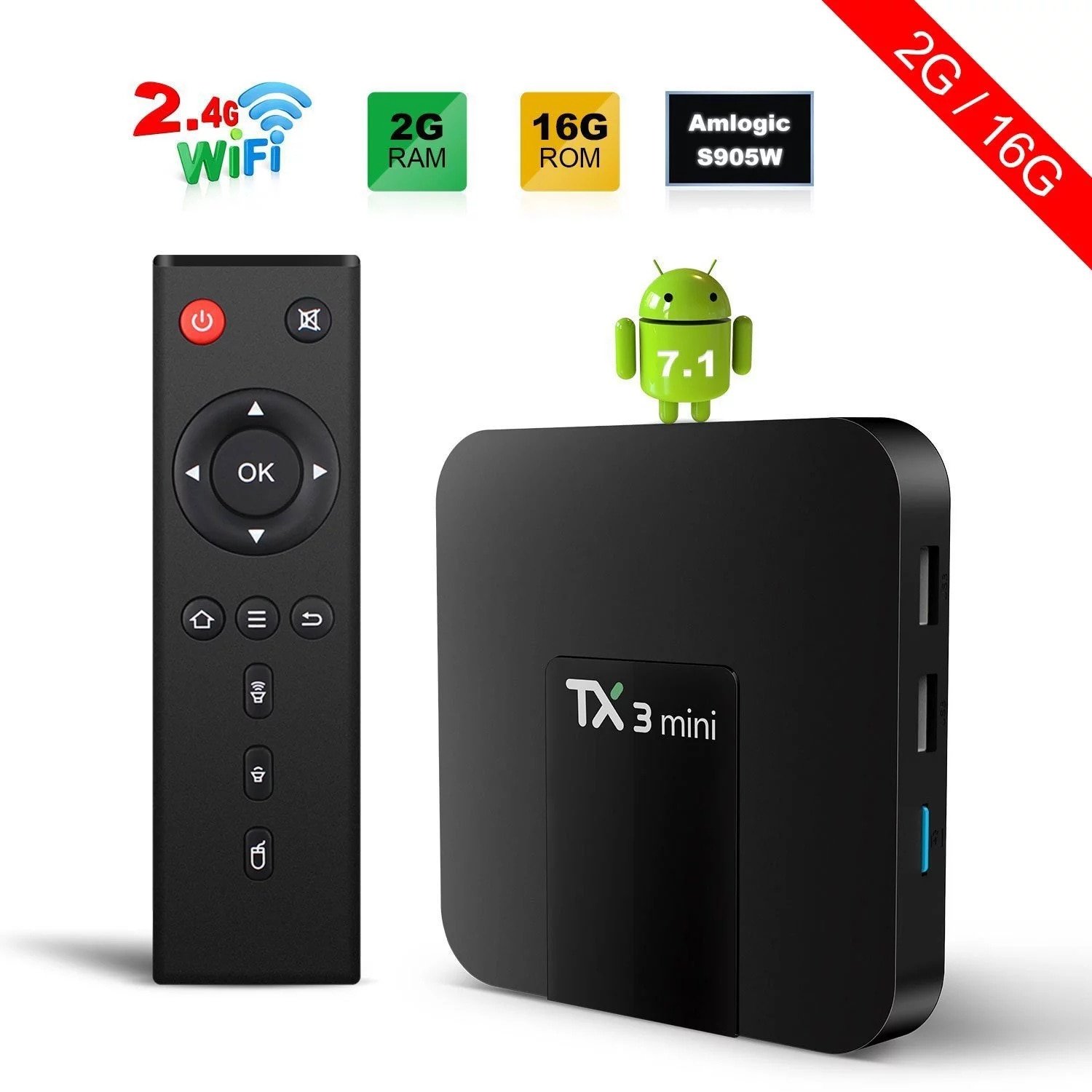 TVBOX TX3 MINI s905w tx3 2gb+ 16g HD/4K - MBR PLAY - IPTV E P2P